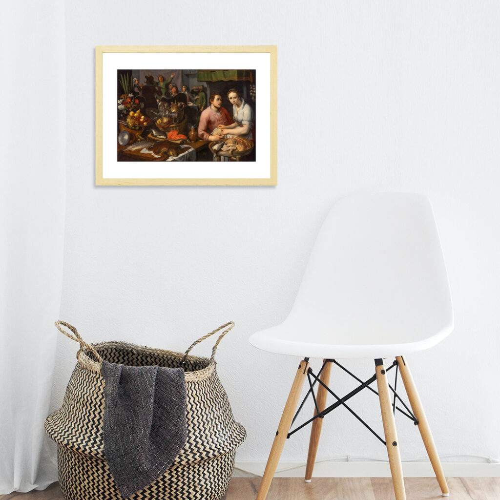 Cornelis Cornelisz van Haarlem - Keukenstuk met vrolijk gezelschap, keukenmeid ...